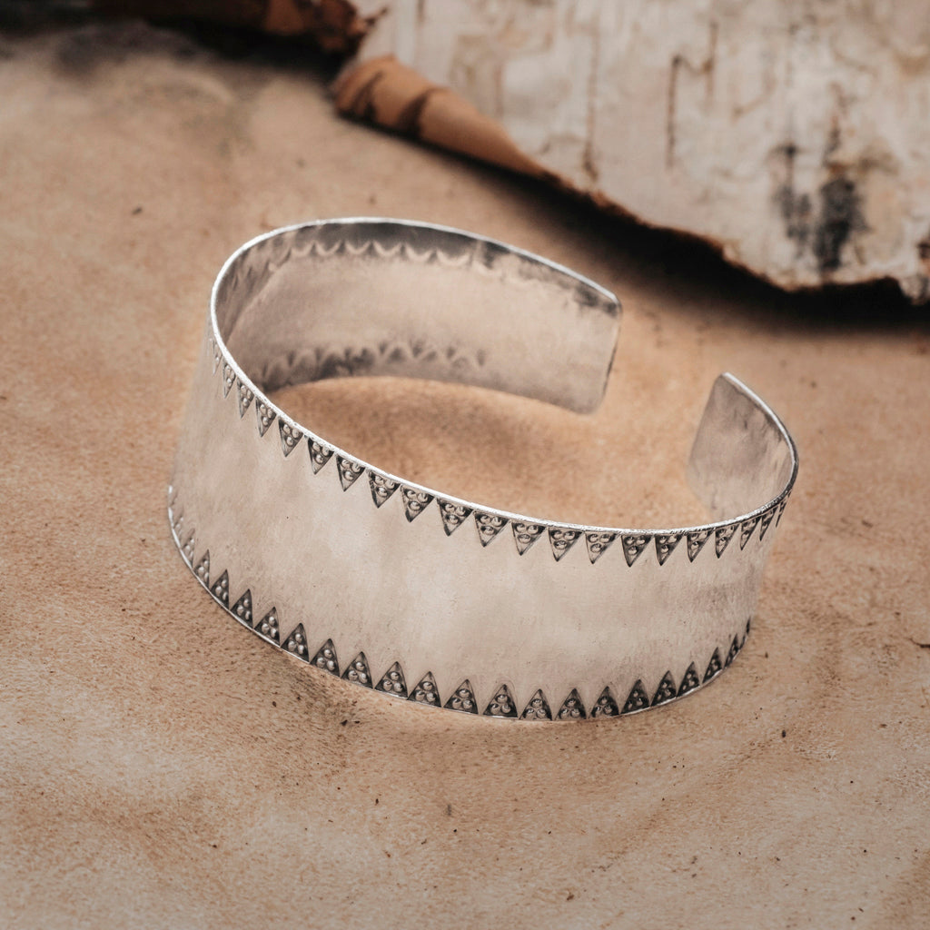 Stamped Viking Bangle, Silver – Grimfrost Intl