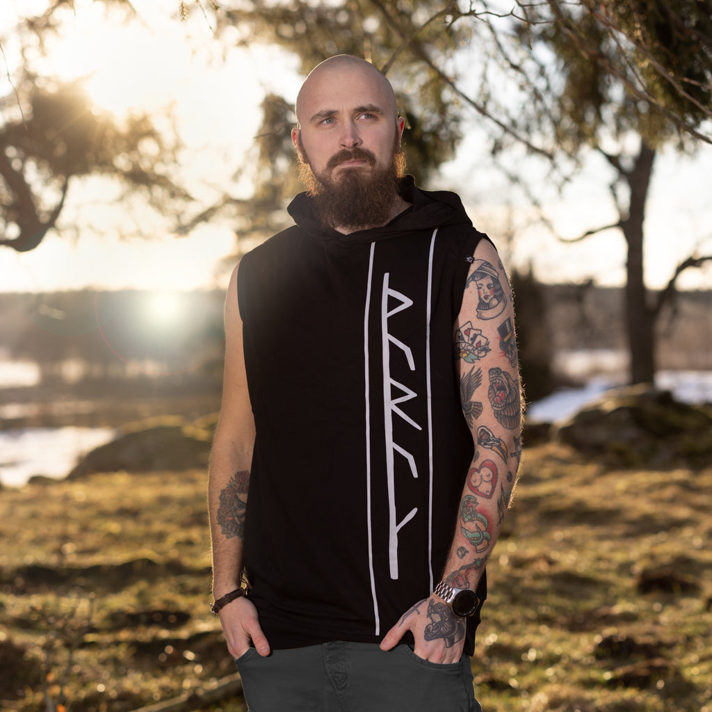 Premium Sleeveless Hoodie, Thor Viki, Black – Grimfrost Intl